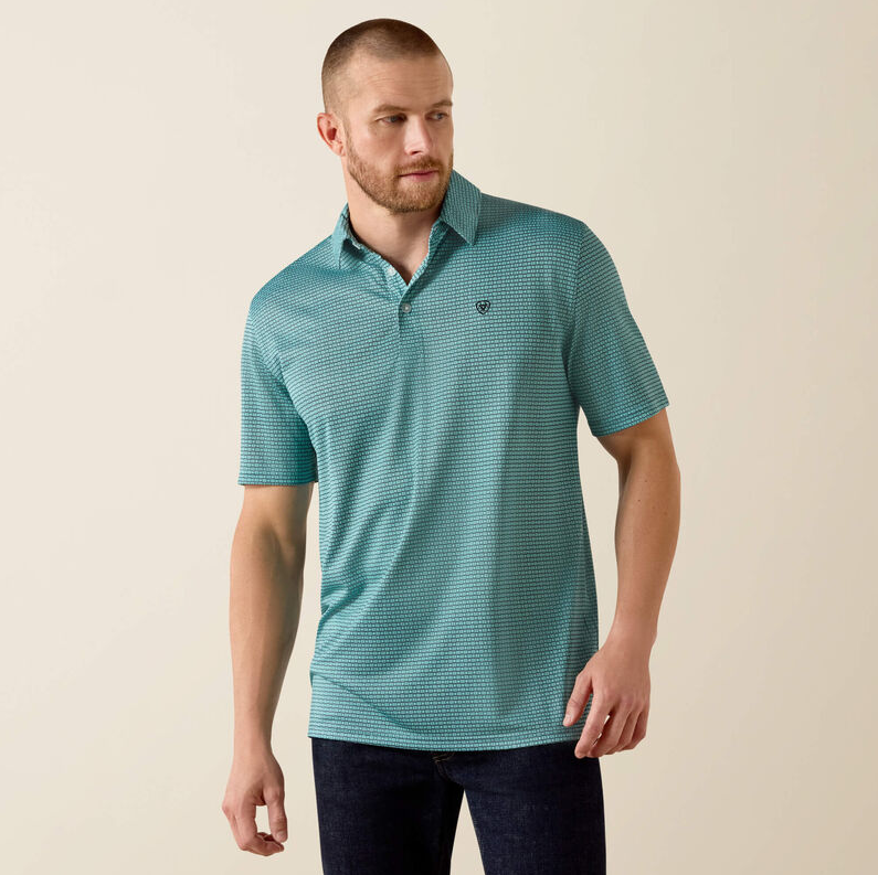 All Over Print Classic Fit Polo - Angel Blue Mod Geo Print