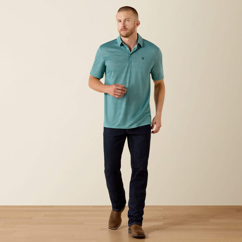 All Over Print Classic Fit Polo - Angel Blue Mod Geo Print