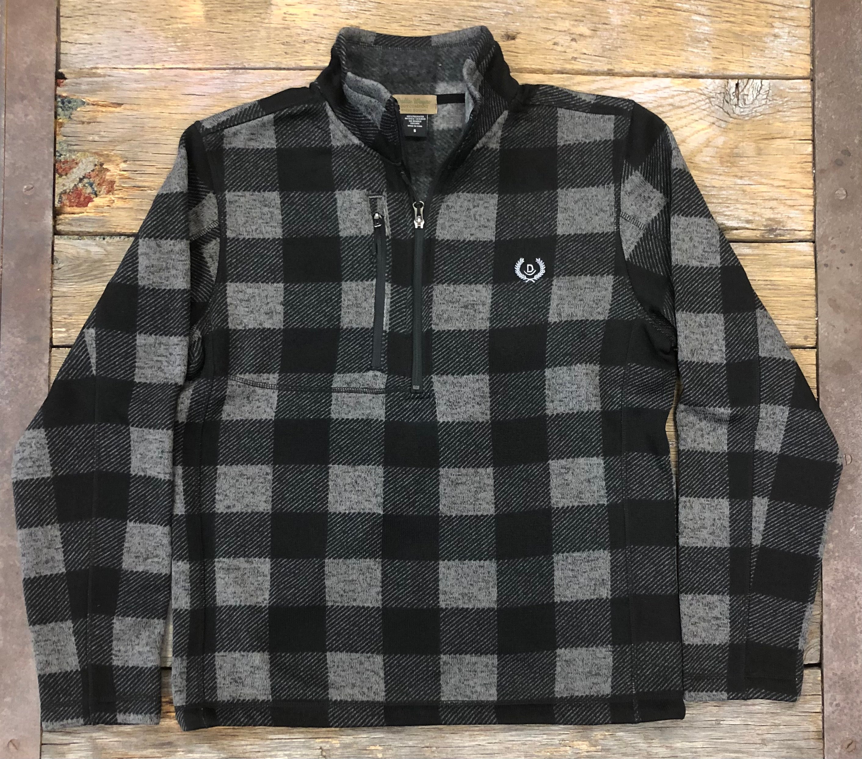 Dallas Wayne Black/ Gray Plaid 1/4 Zip | Dallas Wayne Boot Company